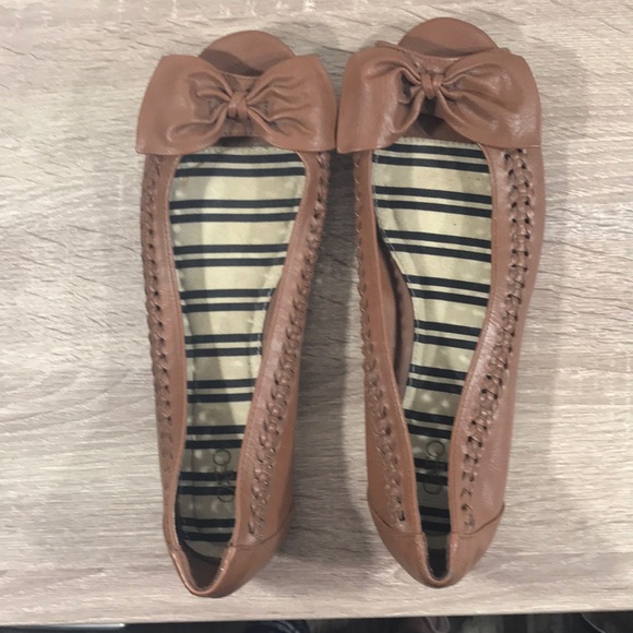 Cato | Shoes | Cato Brown Flats Peep Toe With Bow Sz 8 | Poshmark